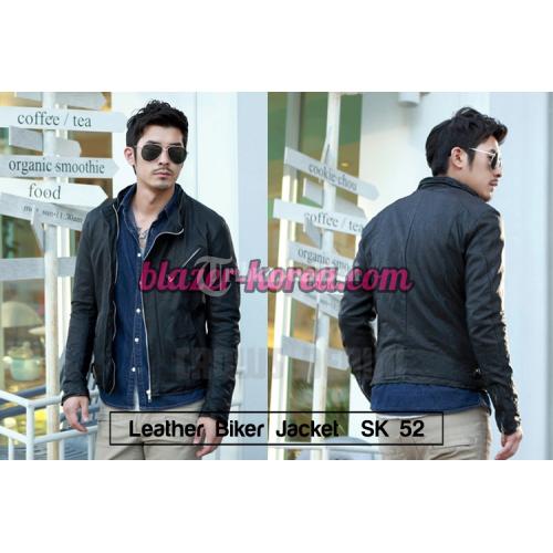 2A9B4506 (BBM) Korean Black Leather Jacket - Tribun JualBeli