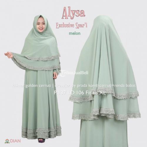 Setelan Gaun Cewek Alysa Exclusive Syari Baru Bahan Perpaduan ...