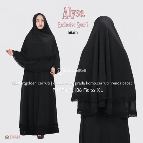 Setelan Gaun Cewek Alysa Exclusive Syari Baru Bahan Perpaduan ...