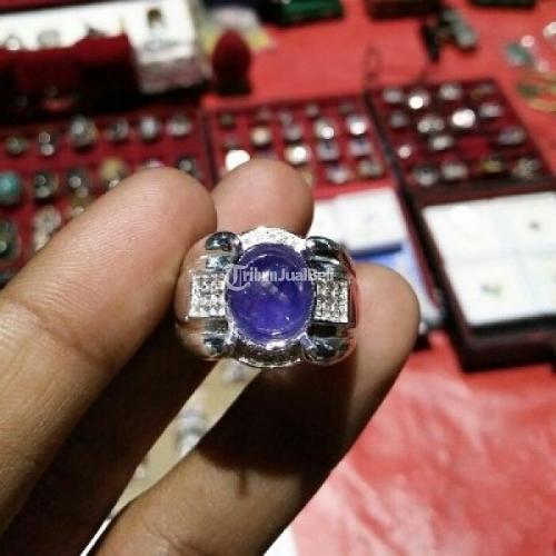 Cincin Batu Natural Blue Sapphire Corondum Blue Ring Chrome Silver di ...