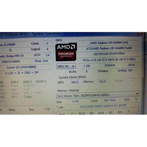 Laptop Gaming HP Probook 4431s Core i5di2450M VGA Intel HD 3000 di ...