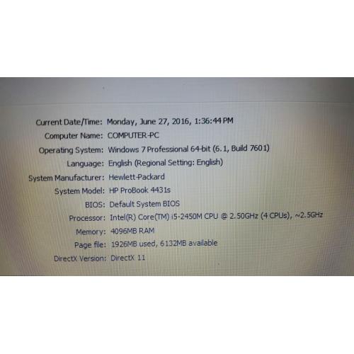 Laptop Gaming HP Probook 4431s Core i5di2450M VGA Intel HD 3000 di ...