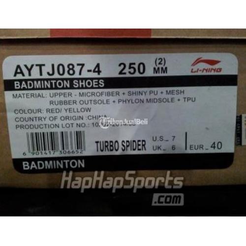Sepatu Badminton Lining Turbo Spider Merah Kuning Size 40 di Bandung ...