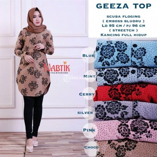 Baju Geeza Top Bahan Scuba Floging Emboss Bludru Stretch Kancing Hidup ...