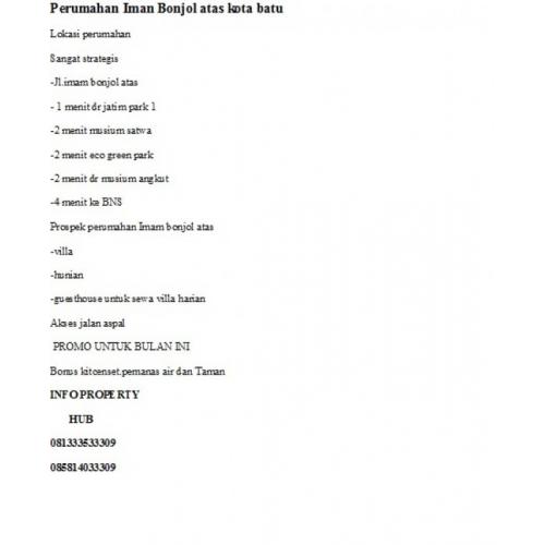 Perumahan Imam Bonjol Atas Strategis Dekat Wisata Harga Terjangkau di ...