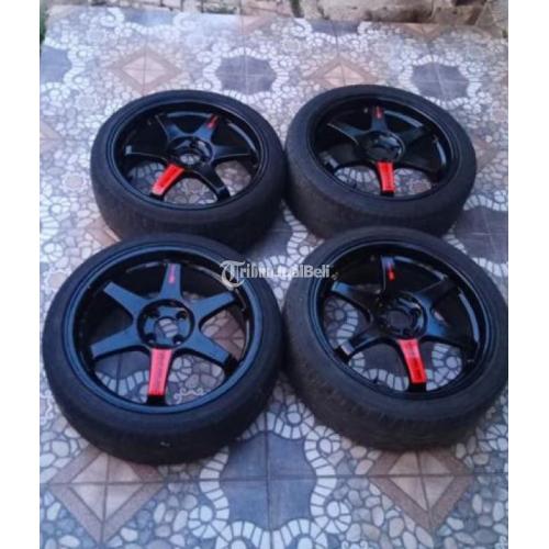 Velg model TE 37 r18 pcd 4x100 lebar rata 7.5 et 48 repaint hitam + ban ...