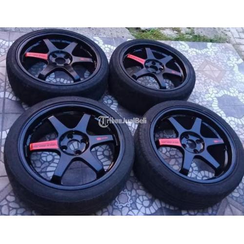 Velg model TE 37 r18 pcd 4x100 lebar rata 7.5 et 48 repaint hitam + ban ...
