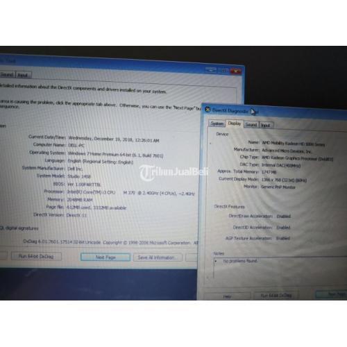 Laptop Dell Studio 1458 Ram 4GB Bagus Normal Mulus No Minus Harga Murah di Solo - Tribun JualBeli