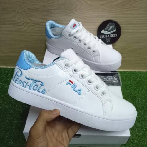 Sepatu Fila Pepsi Cola White Baby Blue New Women Sneakers Mirror ...