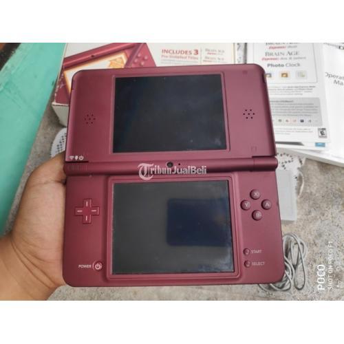 Nintendo DS DSi XL NDS Burgundy Seken Fullset With GEi 4GB Normal Mulus ...