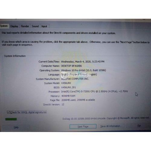 Asus X456URK Ram 4GB DDR4 HDD 1TB Laptop Gaming Desain Bekas Normal di ...