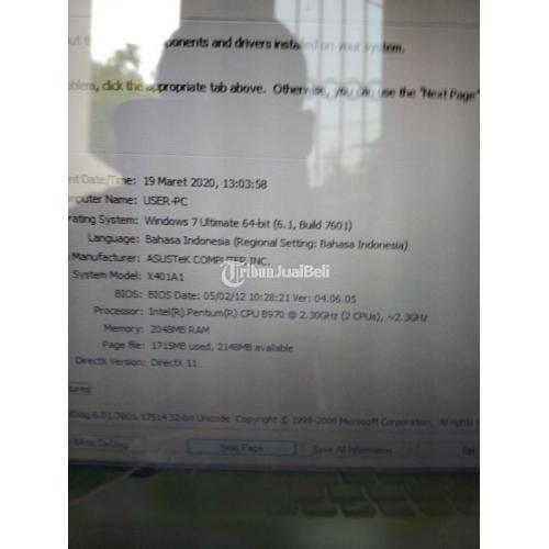 Laptop Asus X401A1 Bekas Ram 2GB Normal No Minus Murah di Bekasi ...