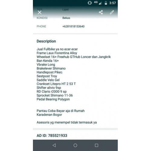 Sepeda Lipat Murah Laux Fiorentina 16+ Bekas Normal Harga Nego di Bogor ...