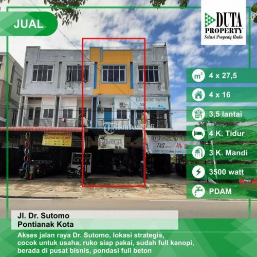 Dijual Ruko 3.5 Lantai 4 Ruang 3KM Harga Nego di Dr Sutomo di Pontianak - Tribun JualBeli