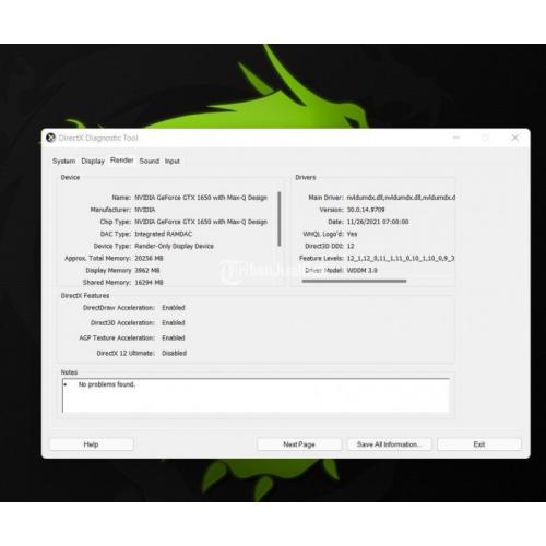 Laptop MSI i7 Ram 32Gb SSD 512GB GTX 1650 GDDR6 Bekas Like New di ...