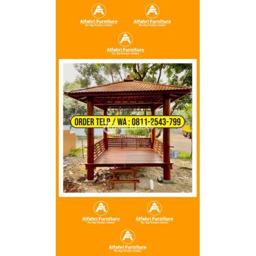 Saung gazebo kayu minimalis atap sirap ulin taman rumah modern di ...