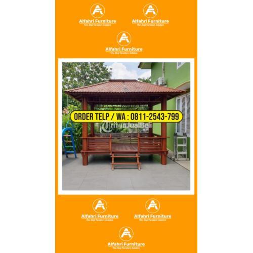 Saung gazebo kayu minimalis atap sirap ulin taman rumah modern di ...