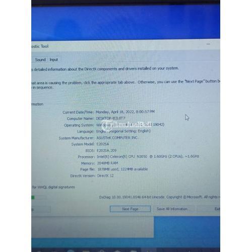 Notebook Asus E202S Second RAM 2GB SSD 128GB Intel Celeron Siap Pakai ...