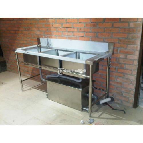 Paket Meja sink stainless 3 mangkuk cuci + Grease Trap stainless di ...