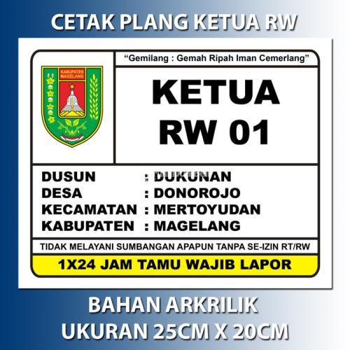 Cetak Plang Ketua RT/RW/Lurah/Kades Ukuran 25X20 cm di Tangerang ...