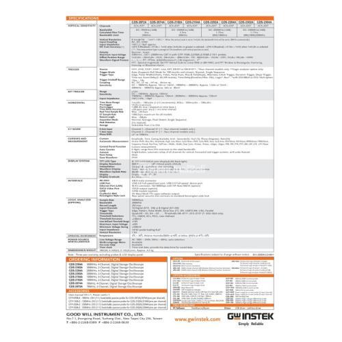 GW Instek GDSdi2202A 200MHz, 2diChannel, Digital Storage Oscilloscope ...