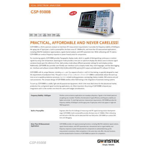 GW Instek GSPdi9300B 3GHz Spectrum Analyzer (Tracking Generator ...