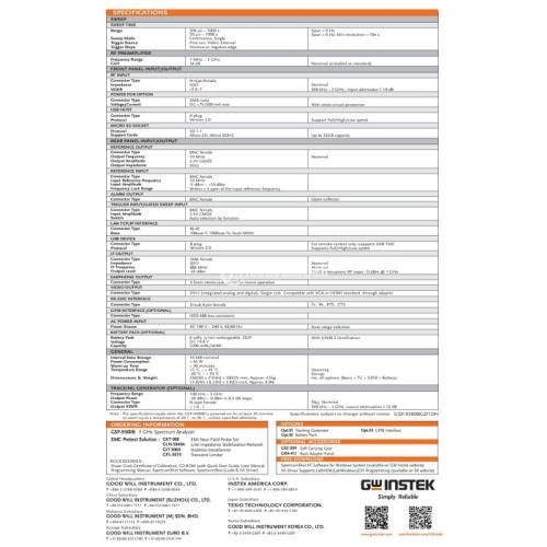 GW Instek GSPdi9300B 3GHz Spectrum Analyzer (Tracking Generator ...