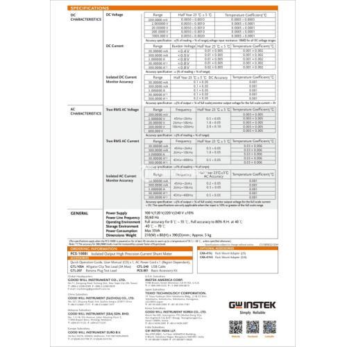 GW Instek PCSdi1000I Isolated Output High Precision Current Shunt Meter ...