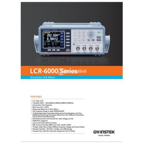 GW Instek LCRdi6002 10Hz 2kHz Precision LCR Meter di Tangerang Selatan ...