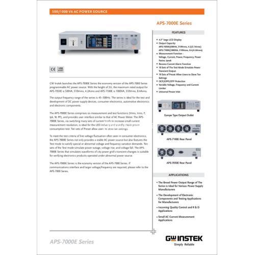 GW Instek APSdi7100E 1000VA AC Power Source di Tangerang Selatan - Tribun JualBeli