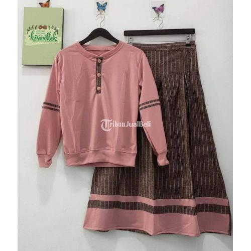 Setelan Rok Linen Garis Ready Stok Bisa Bayar Ditempat di Surabaya ...