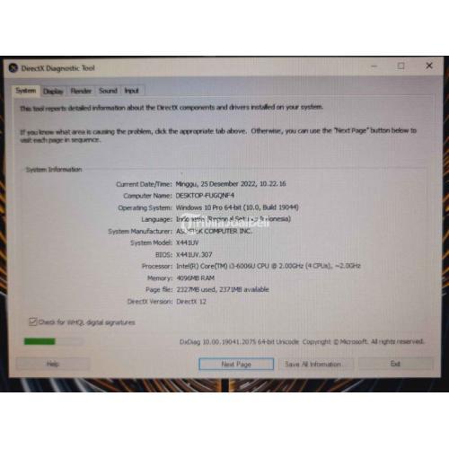 Laptop Asus X441UV Intel Core i3 Gen 6 Dual VGA NVIDIA RAM 8GB HDD 1TB ...