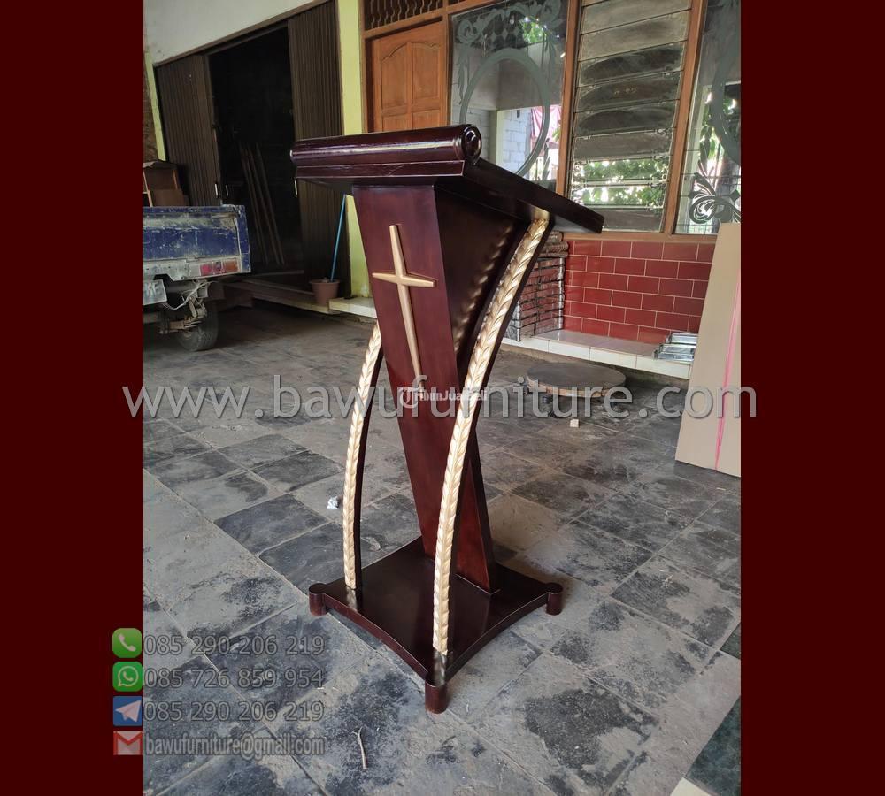 Replika Podium Stainless Model Full Kayu Jati Solid Ukir Pari di Bau ...
