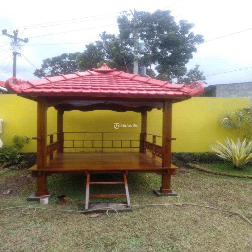 Gazebo Kayu Jati Minimalis Atap Genteng - Tribun JualBeli