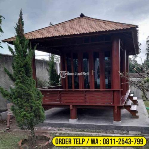 Gazebo Kayu Minimalis 3x5 Meter Mushola Dinding Kaca di Pangandaran ...