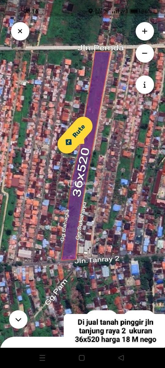 Dijual Tanah Pinggir Jalan Tanjung Raya 2 di Pontianak - Tribun JualBeli