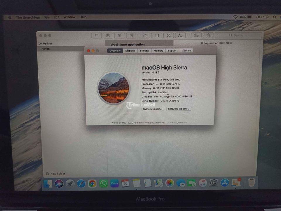 Laptop MacBook Pro RAM 8GB SSD 256GB Second Siap Pakai Mulus di Padang ...