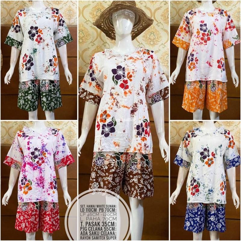 Setelan Hawai Batik Cap Premium White Sunan by Batik Roro Syifa di ...