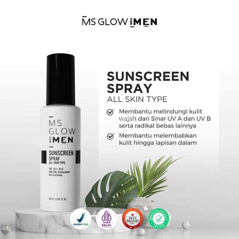 MS Glow Men Sunscreen Spray SPF 45 Melindungi dari Sinar Matahari UVA ...