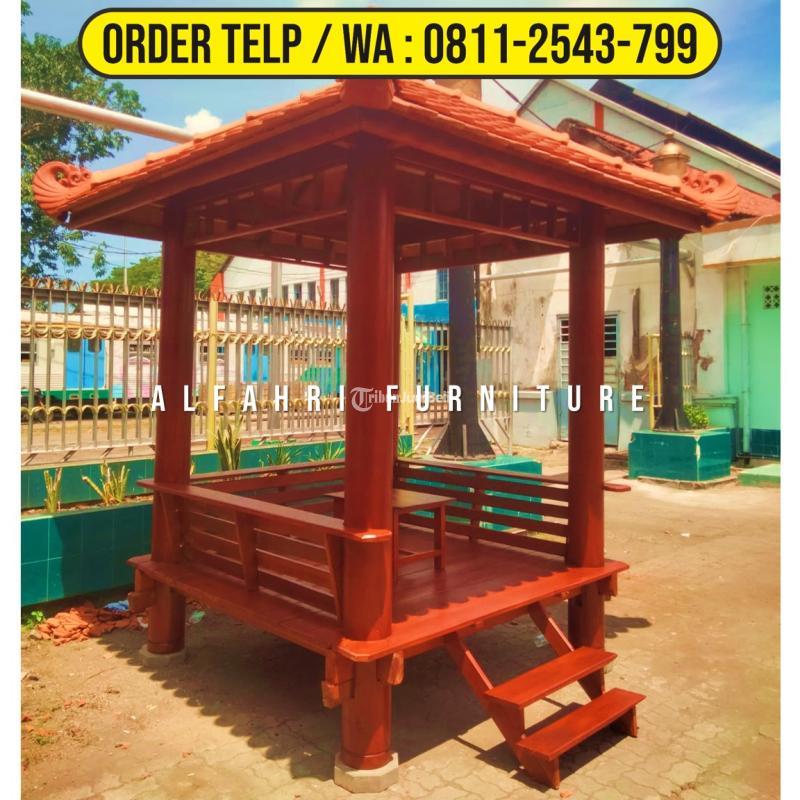 Saung Gazebo 2x2 Kayu Kelapa Minimalis Atap Genteng di Cimahi Jawa ...