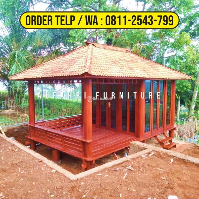 Gazebo Kayu Minimalis 3x5 Atap Sirap Dinding Kaca di Cimahi Jawa Barat ...