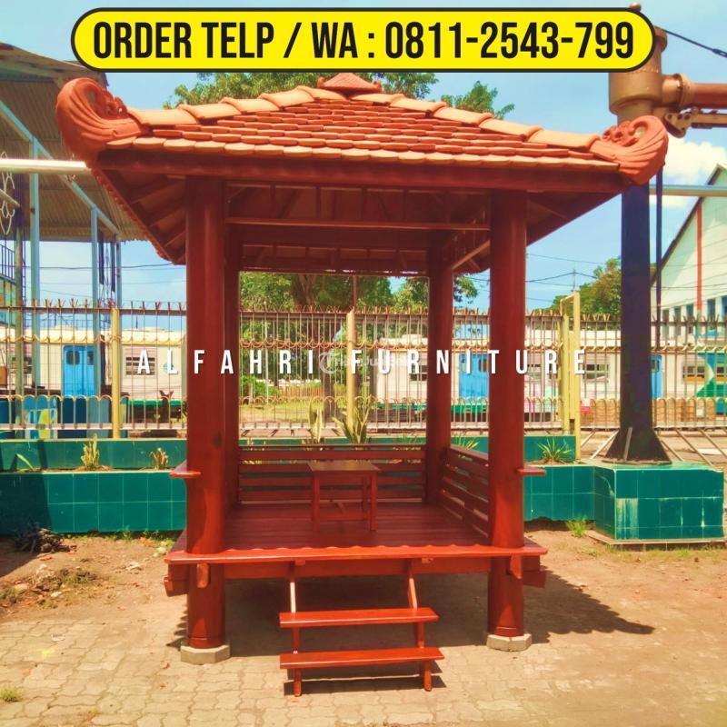 Saung Gazebo 2x2 Kayu Kelapa Minimalis Atap Genteng di Kuningan Jawa ...