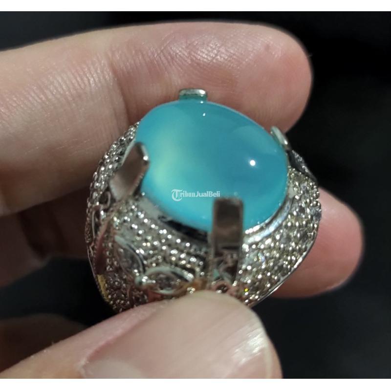 Batu Akik Natural Blue Chalcedony Kristal Indah AK006 Ikatan Mewah di ...