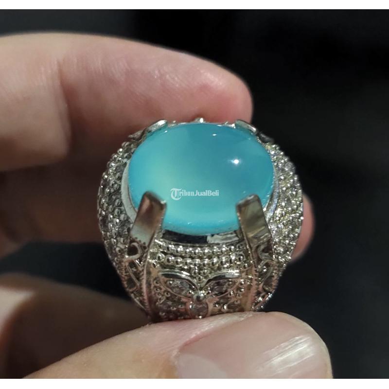 Batu Akik Natural Blue Chalcedony Kristal Indah AK006 Ikatan Mewah di ...