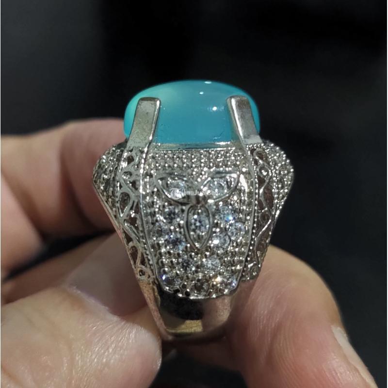 Batu Akik Natural Blue Chalcedony Kristal Indah AK006 Ikatan Mewah ...
