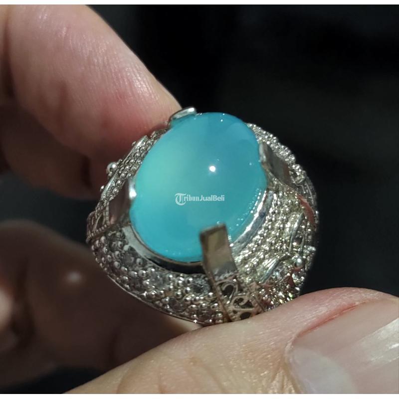 Batu Akik Natural Blue Chalcedony Kristal Indah AK006 Ikatan Mewah ...