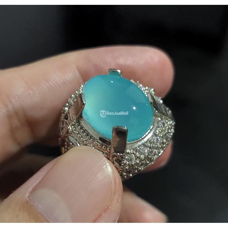 Batu Akik Natural Blue Chalcedony Kristal Indah AK006 Ikatan Mewah di ...