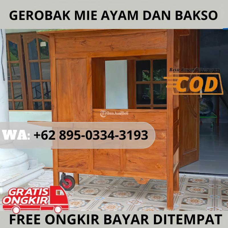 Tukang Gerobak Mie Ayam Bakso Kayu Jati Mahoni Custom Cikande di Serang ...