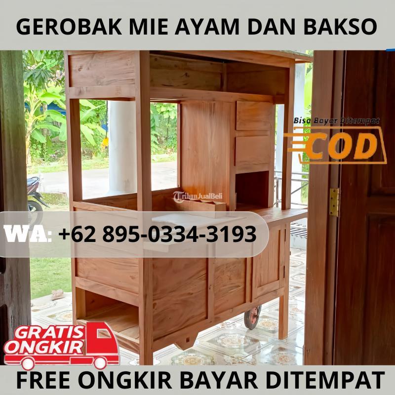 Tukang Gerobak Mie Ayam Bakso Kayu Jati Mahoni Custom Cikande di Serang ...