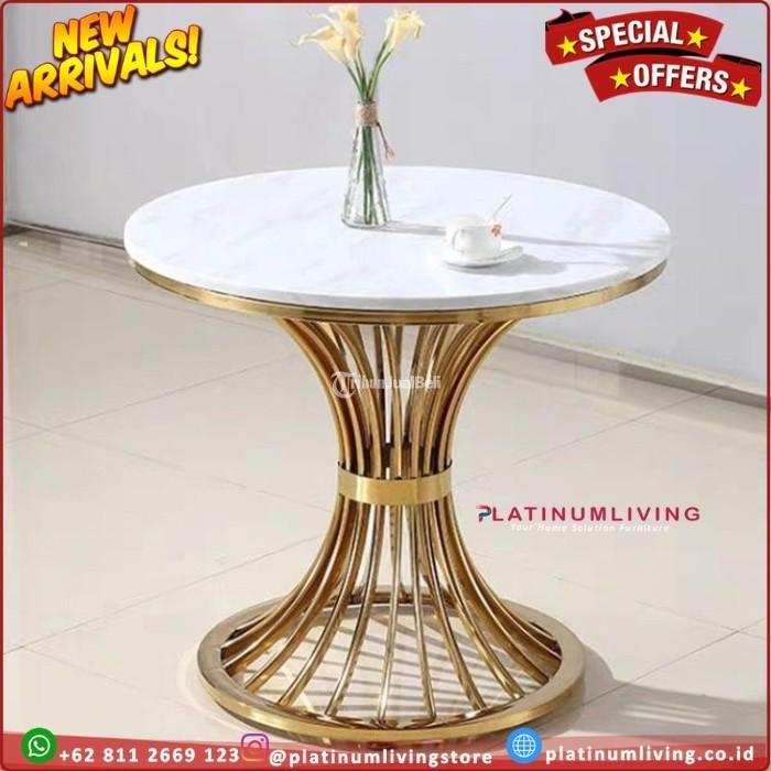 Meja Pojok Side Table Stainless Gold Mirror Top Marmer Putih di Jakarta ...